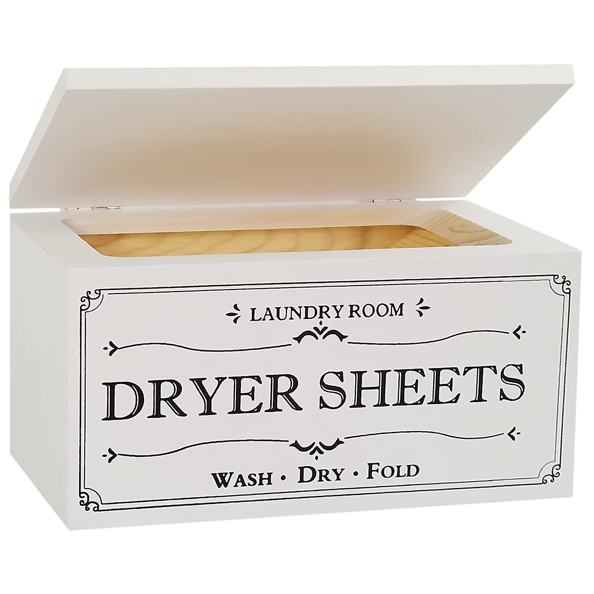 Deal Haul - Rustic Farmhouse Decor Dryer Sheet Holder With Hinged Lid - For Laundry Room Organization - Laundry Softener Dispenser - Home Laundry Room Décor - White