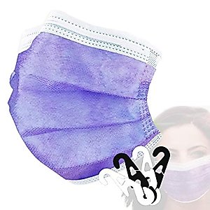 Ceybo ASTM Level 3 Disposable 4-Ply Face Mask - Made in USA Filtration Efficiency ≥ 98% For Travel, Offices, Business and Personal Care with Ear Savers (20 Pack, Lavender + Light Blue)