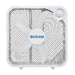 Hurricane Box Fan - 20 Inch, Classic Series, Floor Fan with 3 Energy Efficient Speed Settings, Compact Design, Lightweight - ETL Listed, White
