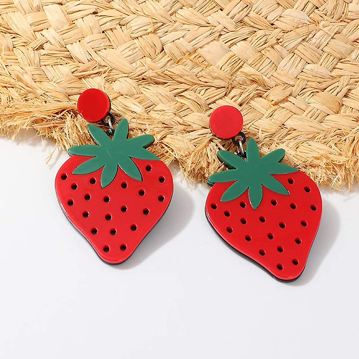 Fashion Earrings For Women,Funny Watermelon Lemon Strawberry Fruit Series Dangle Ear Studs Earrings - Cherry**