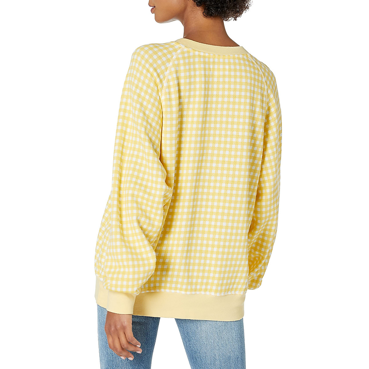 Bandier x Sincerely Jules_The Juniper Crew Neck Sweatshirt Vintage Yellow Gingham-M