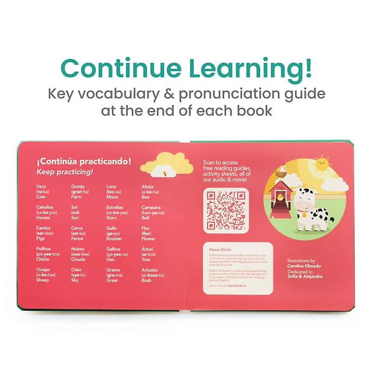 Binibi Spanish Books for Babies & Toddlers 1-3 La Granja Interactive Bilingual Sound Book with Farm Animal Sounds | Bilingual Children's Book | Spanish Learning for Kids | Libro en español para bebés