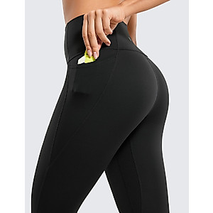 CRZ YOGA Womens Butterluxe Workout Leggings 28 Inches - High Waisted Gym Yoga Pants with Pockets Running Buttery Soft Black Medium