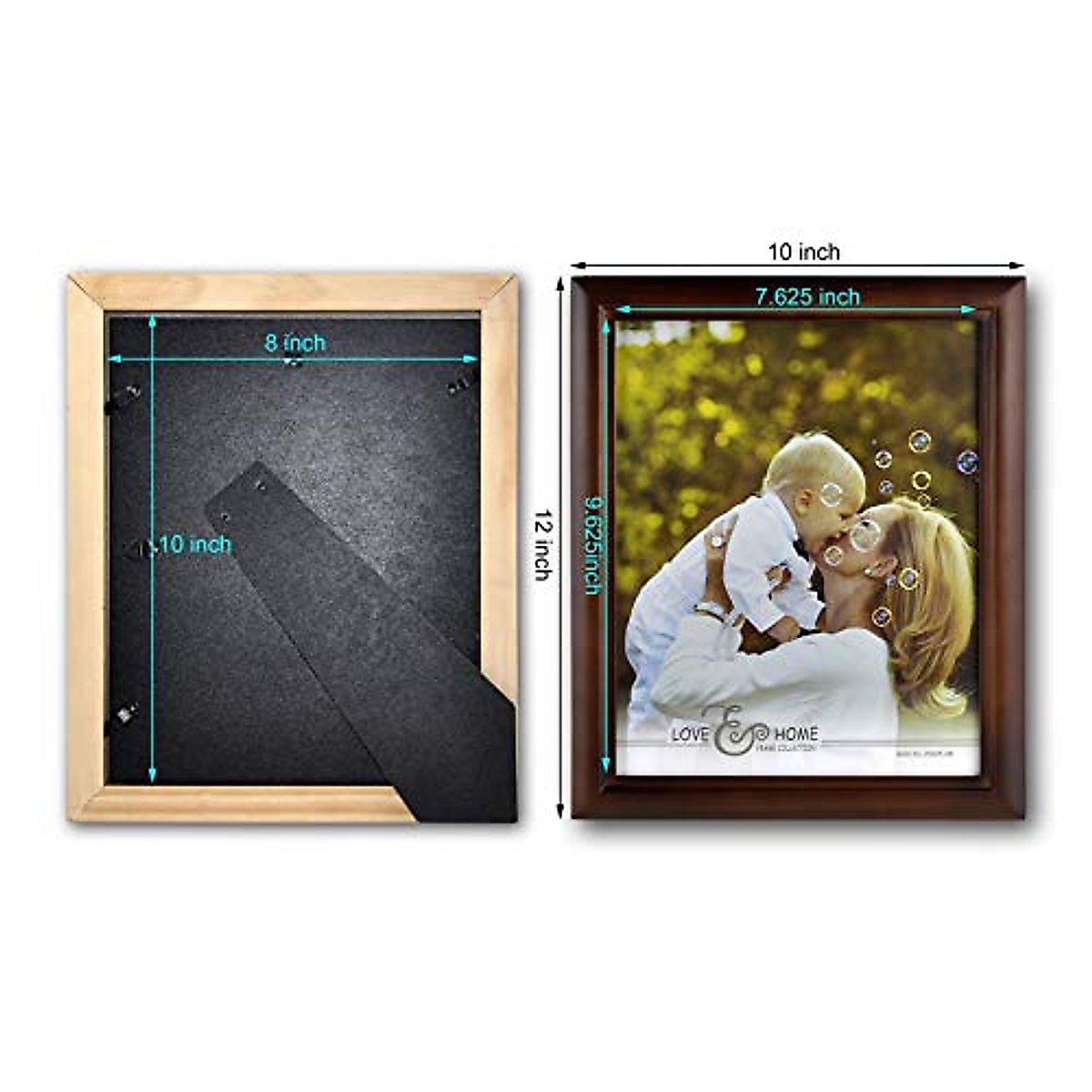 Spiretro 8 x 10 inch Classic Curve Wide Molding, Natural Solid Wood Picture Frame with Plexiglass, Vertical and Horizontal for Tabletop or Wall Mounting Display Photo Frame, Plain Honey Brown
