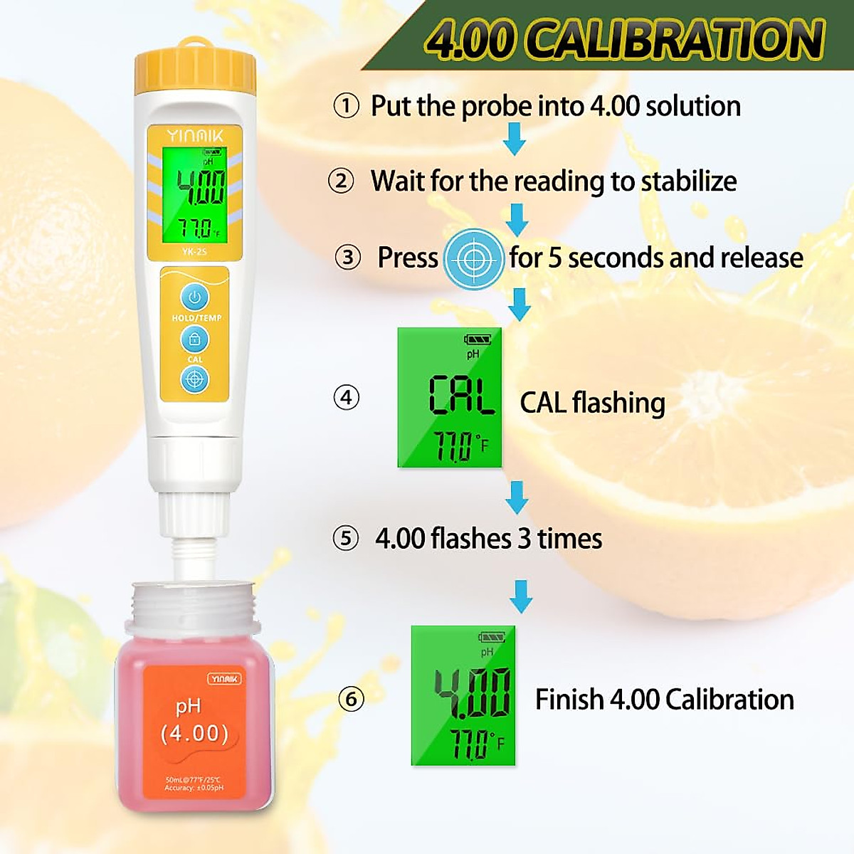Food pH Tester with Extra pH Probe and pH Calibration Solution,2 * 10ml KCL pH Storage Solution as a Gift, Directly pH Meter for Sourdough and Bread,Meat,Canning,Cheese