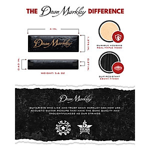 Dean Markley Pro Mag Grand Acoustic Guitar Humbucker Pickups, Maple Wood Design Active Soundhole Pickup Ebony Finish, Hum-Cancelling Acoustic Guitar Pickup for Studio Recording and Live Performance