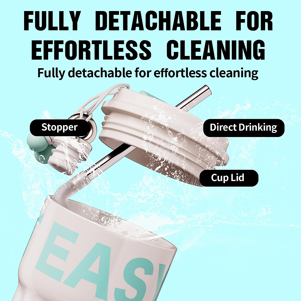 GOOM 18oz Travel Coffee Mug Tumbler with Lid and Straw, 18/10 Stainless Steel, 6-Layer Insulation, Spill Proof, Leak Proof Tumbler with Straw Mouth Rotary Lock, Coffee Mugs for Women - White, Blue