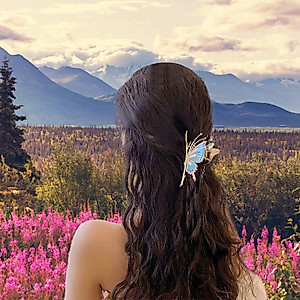 Large Non-Slip Metal Sparkly Butterfly Hair Jaw Clips for Women - Strong Hold Cute Hair Claws, Headwear Gifts (2Pcs)