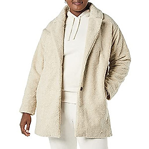 Amazon Essentials Women's Teddy Bear Fleece Oversized-Fit Lapel Jacket (Previously Daily Ritual), Sand, Medium