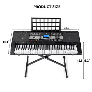 MUSTAR Piano Keyboard 61 Key, Electric Keyboard Piano with Stand, Touch Sensitive Keyboards Piano 61 Key for Beginners, Headphones, Microphone, MP3/USB/LCD Screen, Holiday Birthday Gifts