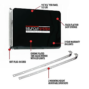 SELF-CUT SYSTEM 2.0 - LED Lighted Black Lambo 3 Way Mirror with Free Educational Mobile App