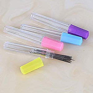 VEIREN 16 Pack Needle Storage Tube Clear Plastic Felting Sewing Needles Container DIY Embroidery Pins Organizer with Cap Portable Mini Beads Cross-Stitch Bottle Holder Storage Case Needles Dispenser