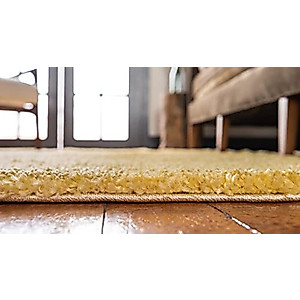 Unique Loom Solo Collection Solid, Plush, Kids, Modern Area Rug, 5 ft x 7 ft 7 in, Yellow