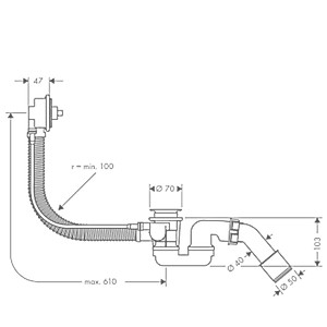 Hansgrohe 58140180 Flexaplus Basic Waste and Overflow Set for Standard Bathtubs, Multicoloured