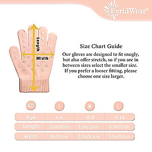 Evridwear Boys Girls Magic Stretch Gripper Gloves 3 Pair Pack Assortment, Kids One Size Winter Warm Gloves Children (6-8Years, 3 Pairs Heart Printing)