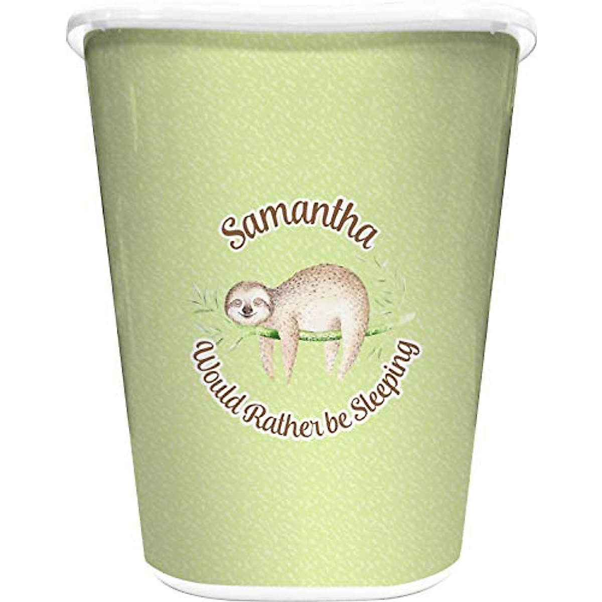 RNK Shops Sloth Waste Basket - Single Sided (White) (Personalized)