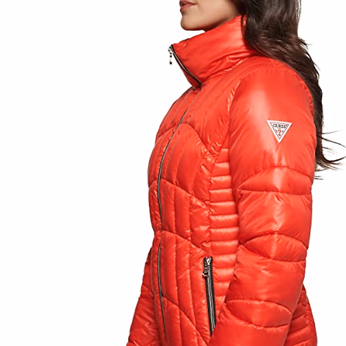 GUESS Fall, Puffer, Quilted Jackets for Women, HOT Crimson, Large