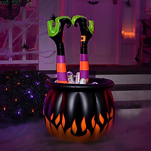 JOYIN 3.2FT Halloween Inflatable Witch Legs in Cauldron Cooler, Halloween Cooler for Drinks, Decoration Theme Party Décor, Party Supplies for Halloween Parties, Lawn Inflatables Home Family Outside