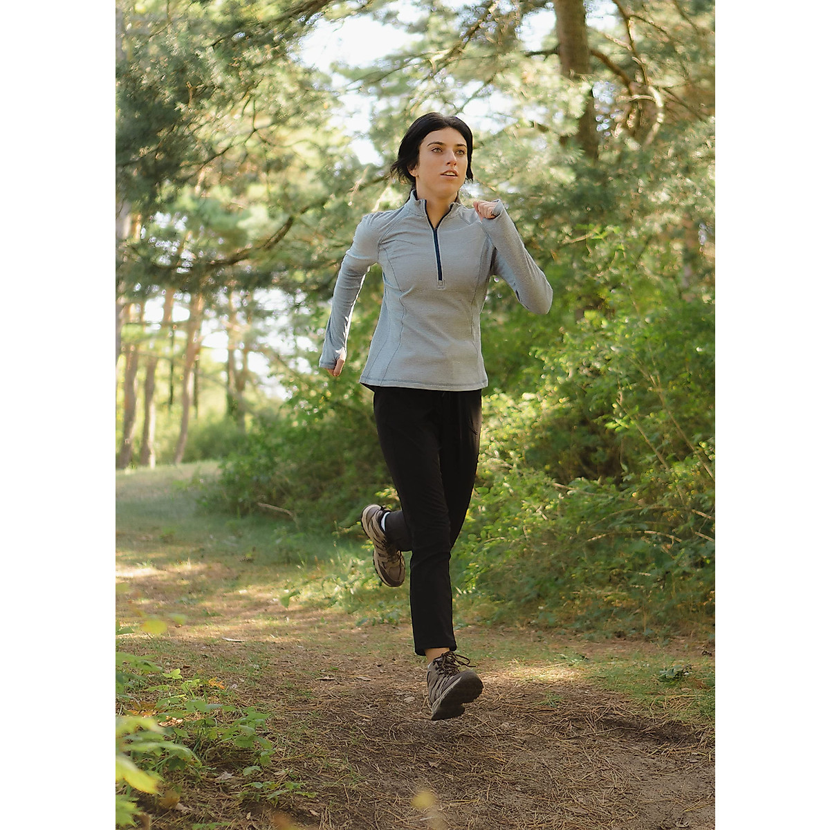 Avalanche Women's Long Sleeve Lightweight Partial 1/4 Zip Running Top Stripe Berry L