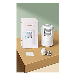 Qinmay Portable Air Conditioner Touch Screen with 7 Colors Night Light, 16.90oz (500ml) Water Tank Capacity, Personal Space Timed Air Cooler Humidifier Misting Fan for Office Room, White