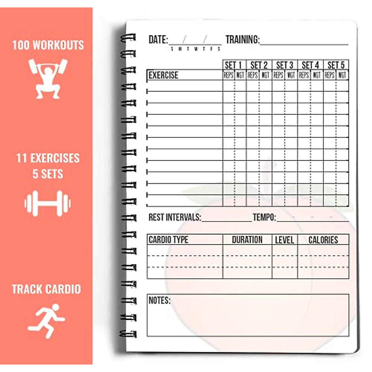 Workout Planner for Daily Fitness Tracking & Goals Setting (A5 Size, 6” x 8”, Peachy Pink), Men & Women Personal Home & Gym Training Diary, Log Book Journal for Weight Loss by Workout Log Gym