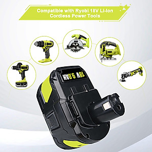 GROWFEAT 2 Pack 18V 9.0Ah Battery Replacement for Ryobi 18V Battery High Capacity 18V Lithium-Ion Battery P102 P103 P104 P105 P106 P108 P107 P109