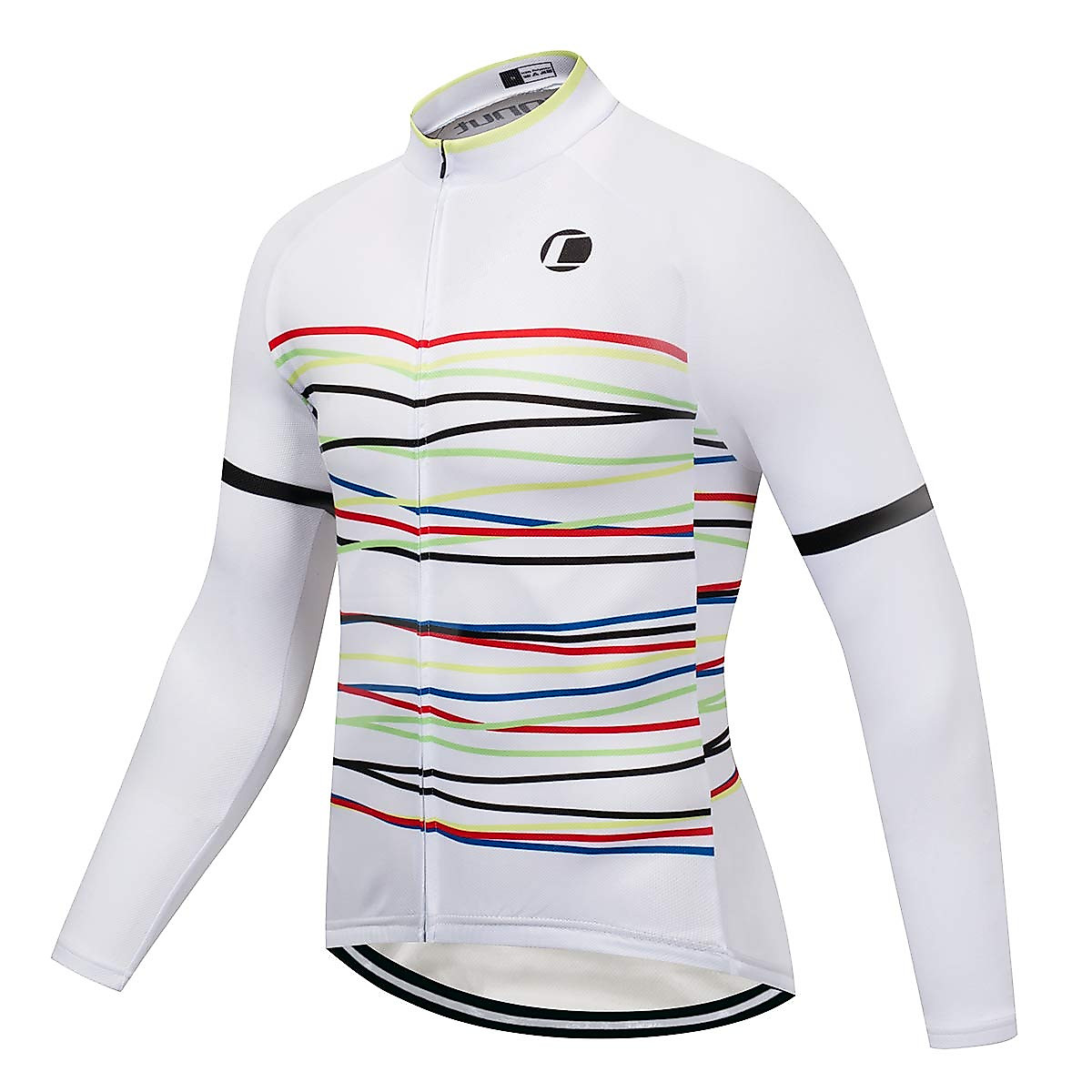 Coconut Ropamo CR Long Sleeve Cycling Jersey Mens, 3+1 Zipper Pockets Bicycle Tops Quick Dry Breathable Biking Shirt (White/Curve, M)