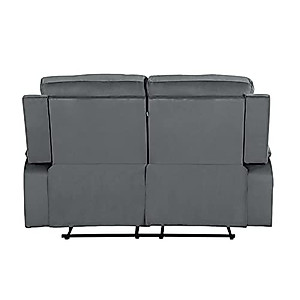 Blackjack Furniture Elton Microfiber Reclining Modern Living Room Loveseat, Sofa, Gray
