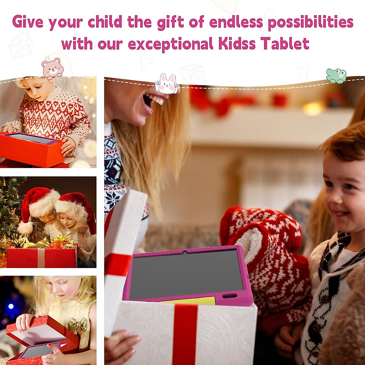 ApoloSign Kids Tablet 10 inch, Android 13 Tablet for Kids, 2+32GB Storage, Pre-installed Educational Apps with Ad-free Contents and Parental Control, 5000mAh Battery, EVA Shockproof Case - Pink