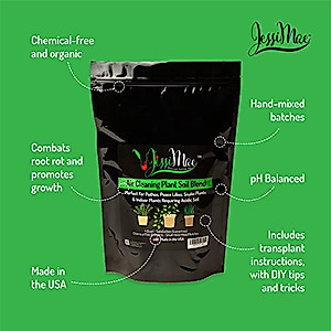 Jessi Mae - Air Cleaning Plant Soil - Acidic Organic pH Balanced Potting Soil - for Peace Lily, Snake Plant, Pothos, Parlor Palm, and Other Indoor Plants - Well-Draining Potting Soil - 4 Quarts