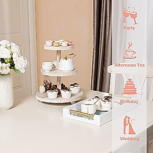 VIVIRBIEN 3 Tier Cupcake Stand Round,Wood Cake Stand with Tiered Tray Decor,Rustic Cake Stand,Cupcake Display for Home Tea Party, Birthday, Wedding, Farmhouse Decor,Woodland Baby Shower