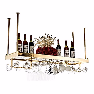 WXXGY Creative Wine Rack Hanging Glass Holder Hanging Goblet Holder Wine Glass Holder European Style Household Wine Rack/Rose Gold/120X35Cm