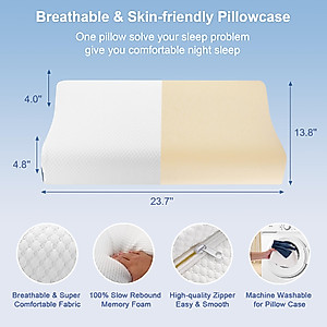 Memory Foam Pillows for Sleeping - Cervical Pillow for Neck and Shoulder Pain Relief, Side Sleeper Pillow Ergonomic Contour Orthopedic Neck Support Pillows for Side Back Stomach Sleepers, Mom Dad Gift