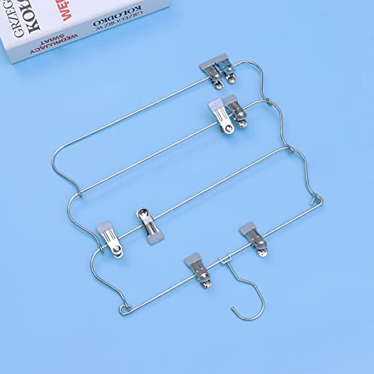 Cabilock Metal Hangers Clo Jeans Trousers Foldable Hangers Pants Clothes Hanging Rack Multifunctional Scarves Metal Skirt Multiple with Clip Wardrobe Organizer for Swing Layers Multi Hanger