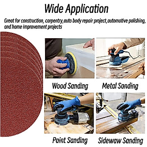 5 inch Sanding Discs Hook and Loop with 90PCS Sandpaper, Soft Foam Buffering Pads, Drill Sanding Attachment, 80/120/180/240/320/400/600/800/1000 Grits Sandpaper for Wood Metal Car Polishing