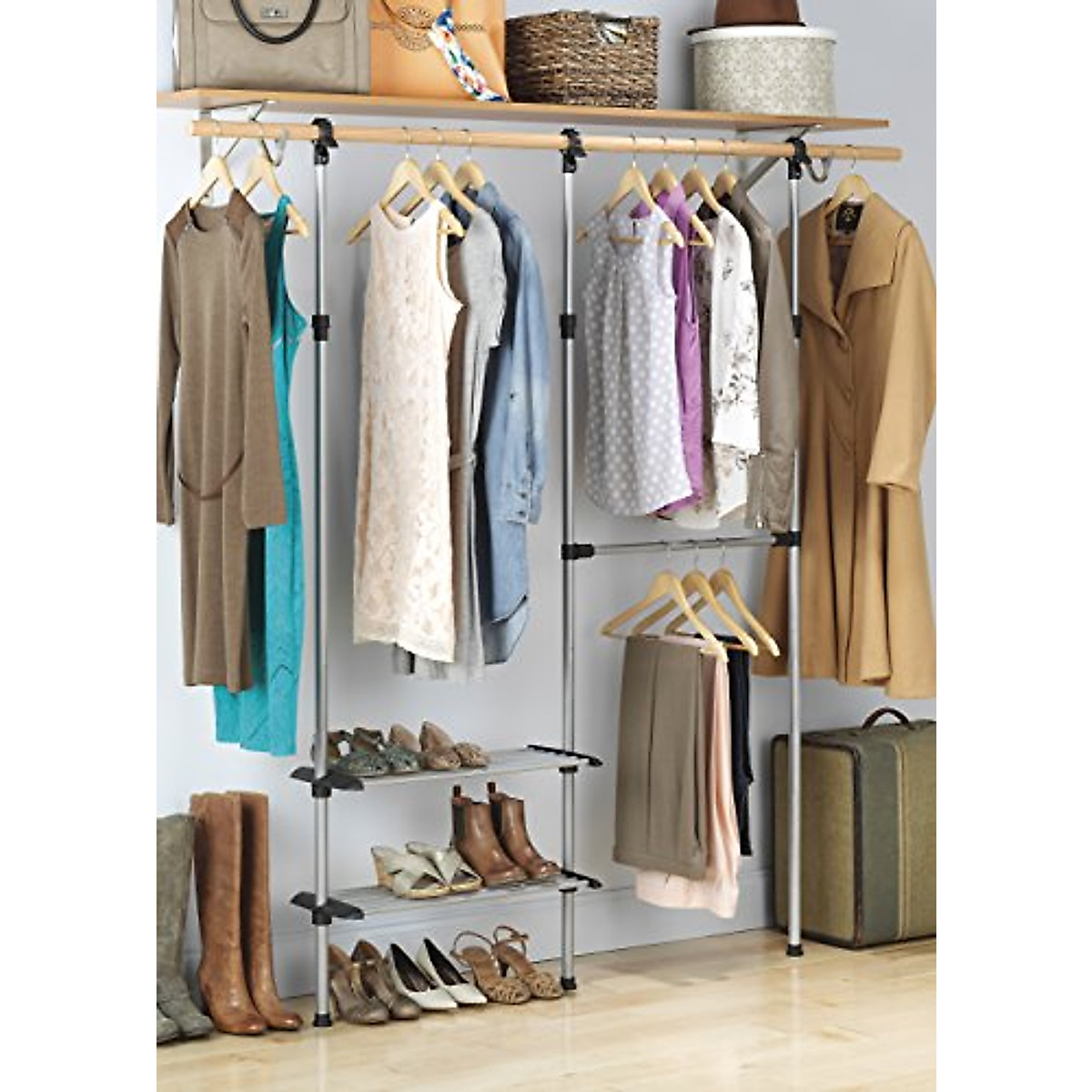 Whitmor 2 Shelf 2 Rod Closet System - Adjustable Closet Maximizer