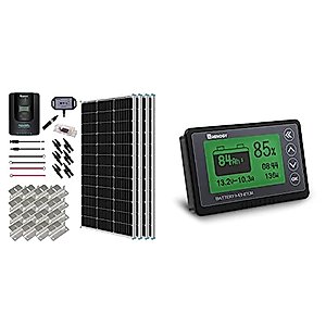 Renogy 400 Watt 12 Volt Premium Solar Panel Kit + Renogy 500A Battery Monitor