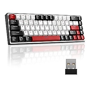 MageGee 60% Wireless Mechanical Gaming Keyboard, 68 Keys Hot-Swappable Compact RGB Backlit Gaming Keyboard, SKY68 Plus Wired/Wireless 3-Mode Office Keyboard for Laptop PC (Red Switch, Black & White)