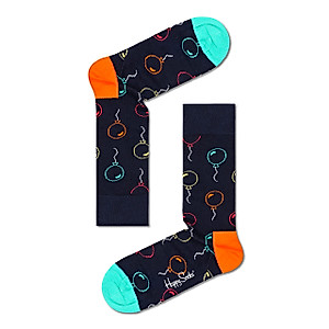 Happy Socks Pop Champagne Party Sock - for Men and Women, Made with Sustainable Cotton- Black and Neon- Size 10-13 (2-Pack with Gift Box)