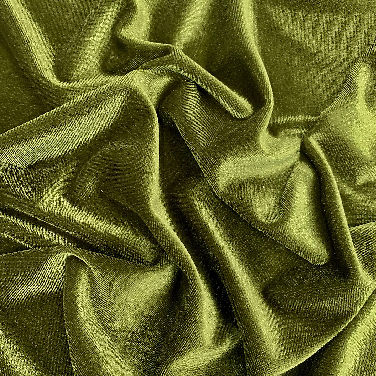 New Fabrics Daily Princess Olive Green Polyester Spandex Stretch Velvet Fabric for Bows, Head Wraps, Top Knots, Scrunchies, Clothes, Costumes, Crafts Yard (58x36'')