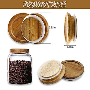 6PCS Regular Mouth Mason Jar Lids, Reusable Natural Acacia Wood Canning Lids Ball Jars Wooden Storage Lids with Airtight Silicone Seal for Regular Mouth Jars (Brown)