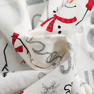 PNAEONG Women's Cotton Sleepwear Long Sleeves Nightgown Print Tee Sleep Dress XTSY109-Long White Snowman-L