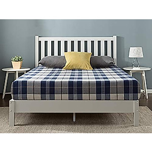 ZINUS Wen Wood Deluxe Platform Bed Frame with Headboard / Solid Wood Foundation / Wood Slat Support / No Box Spring Needed / Easy Assembly, Queen