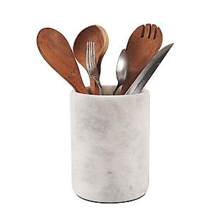 Radicaln Marble Utensil Holder Spoon Caddy Countertop White Handmade kitchen Utensils set organizer - 5.5"x6.5" Inch flatware chopstick Canister Utensil Holders – Home Accessories (WZ-03)