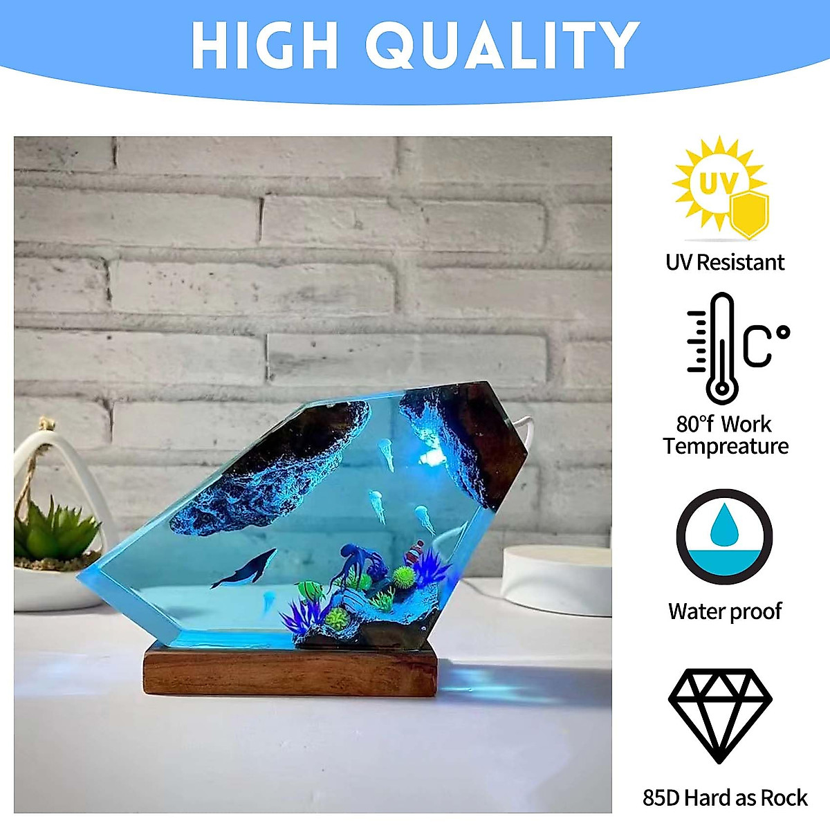 Myqiuf Epoxy Resin Kit, 1 Gallon/128OZ Epoxy Resin Crystal Clear Not Yellowing No Bubble Self Leveling for DIY Molds Wood Jewelry Table Tops Bar Top Casting Coating Crafts Supplies Easy Mix 1:1 Ratio