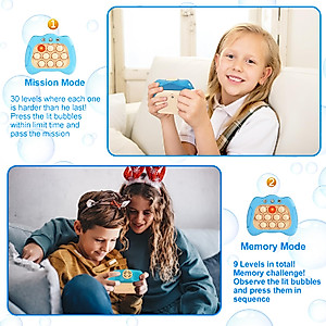 AICARGER Quick Push Puzzle Game Machine Pop Fidget Light-Up Squeeze Poppet Sensory Toy Educational Push Pop Bubble Toy Stress Relief Party Favors Puzzle Game for Kids Teens Adults (Light Blue)