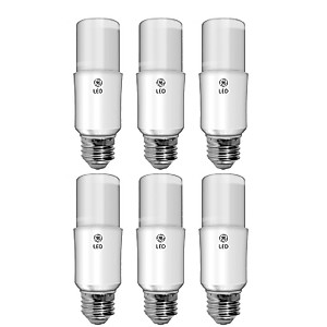 (6 bulbs) GE 66256 - bright stik LED Tubular Light Bulb 5 watt 450 lumen 2700K LED