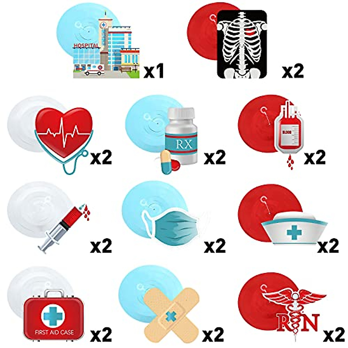 30 Pieces Nurse Party Decoration, Red and Blue Nurse Graduation Foil Ceiling Hanging Swirl Streamers for Medical RN Themed Party Nursing School Party Supplies