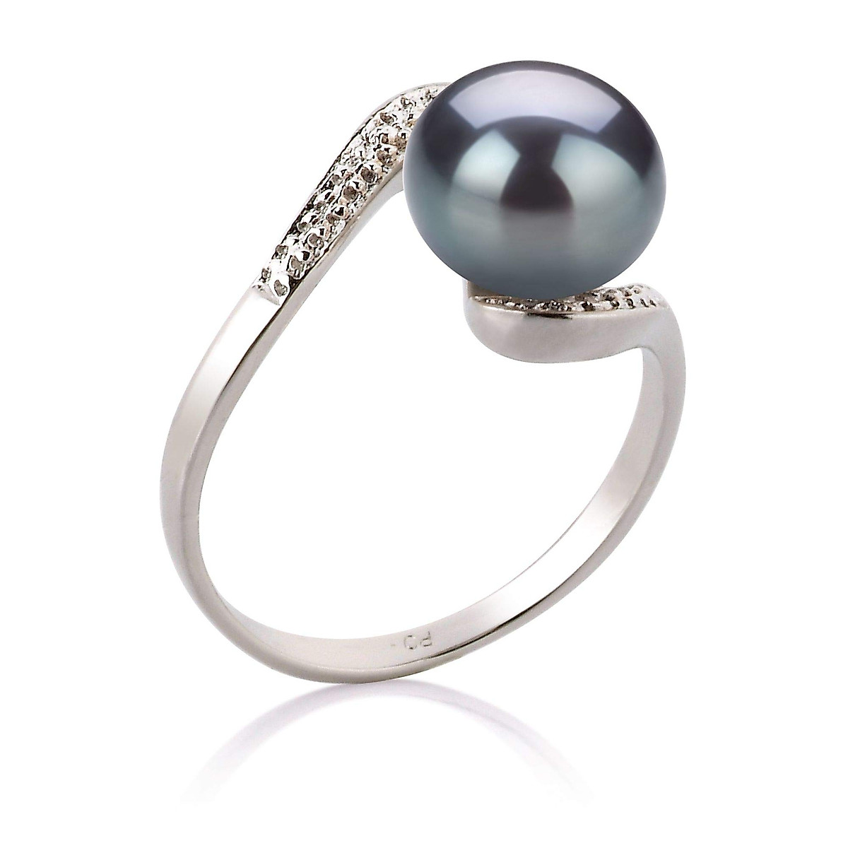 Chantel Black 9-10mm AA Quality Freshwater 925 Sterling Silver Cultured Pearl Ring For Women - Size-9