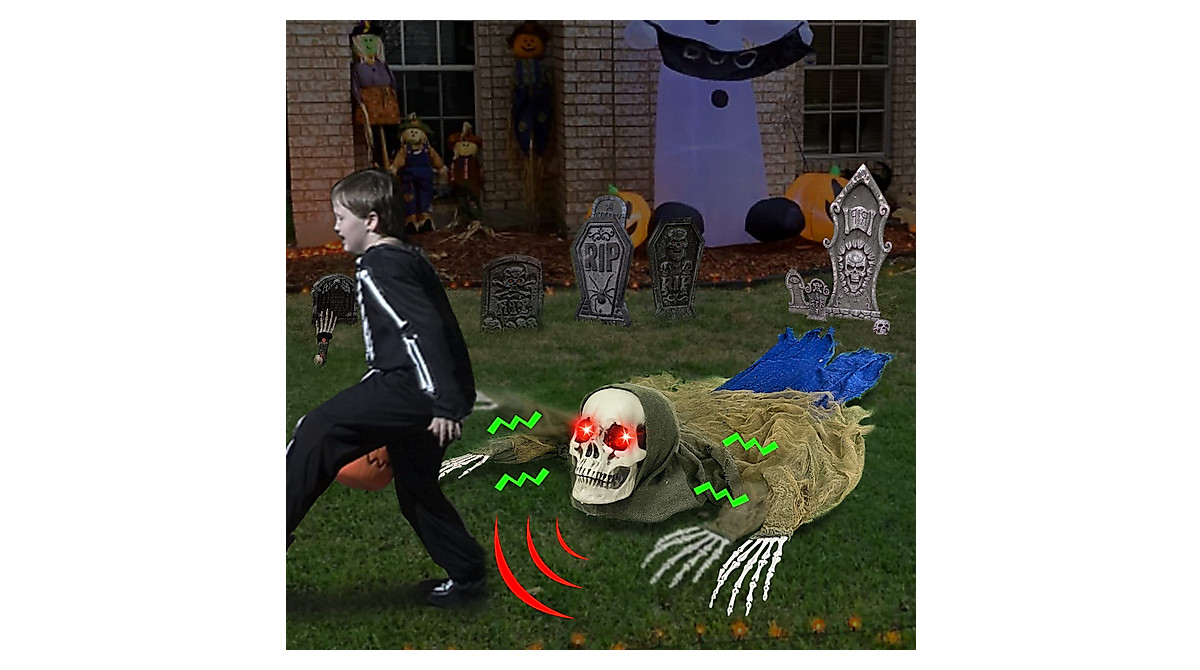52" Crawling Zombie Animatronic Prop - Spooky Halloween Decor